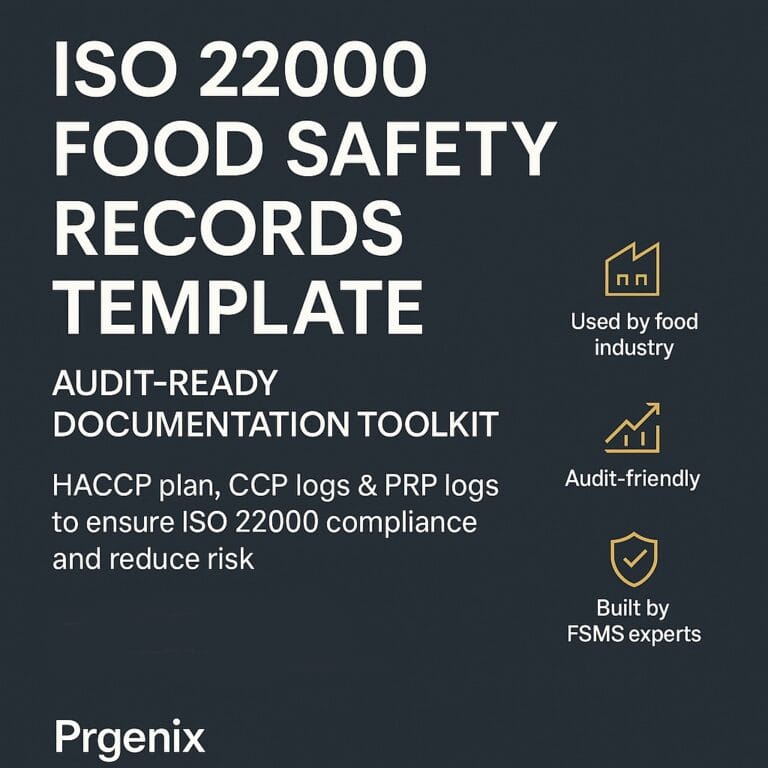 ISO 22000 Food Safety Records Template | HACCP Plan & CCP Logs – Audit ...